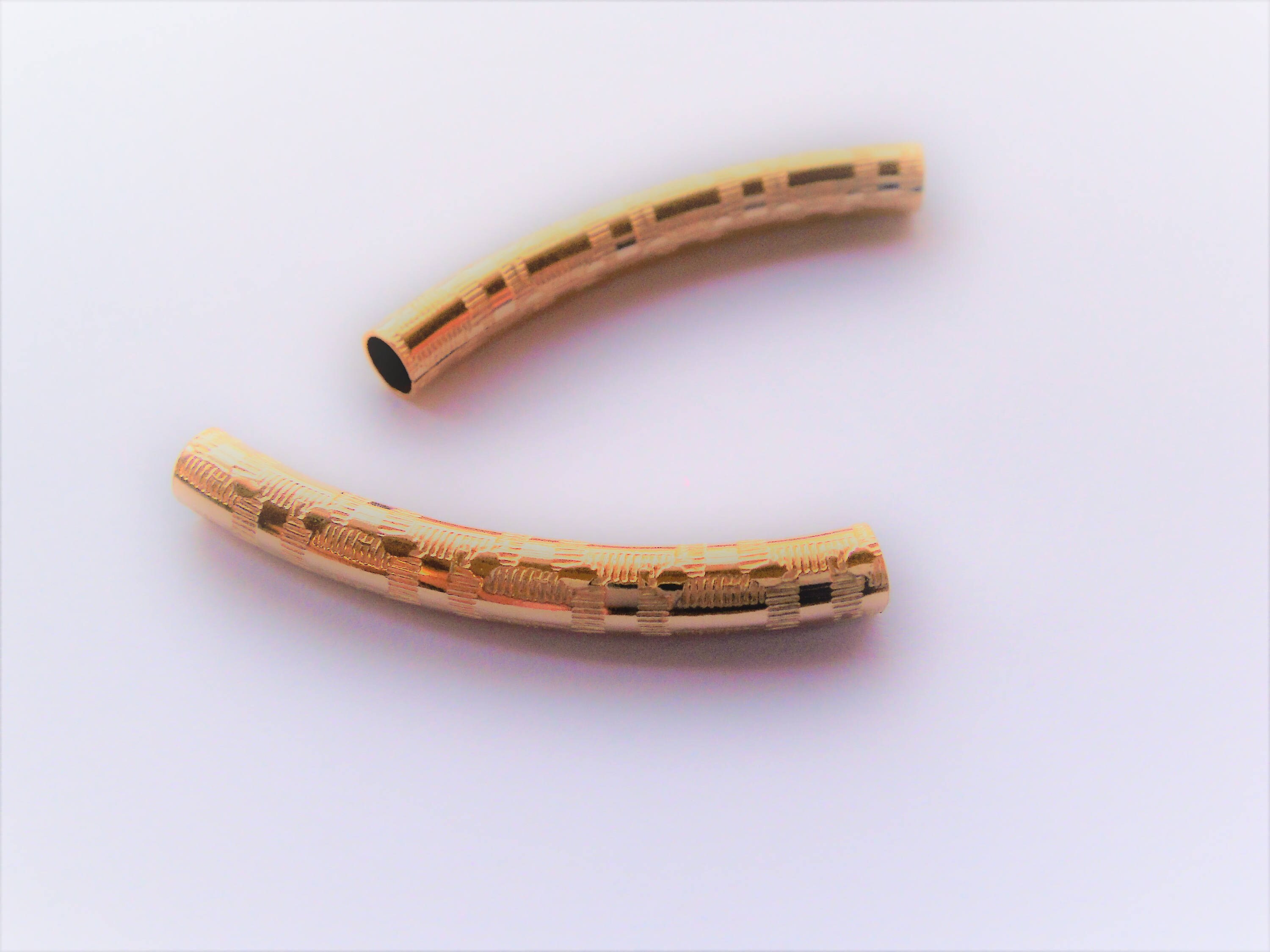 Gold Filled Curved Tube W/pattern 3x25 Mm Gold Filled Curved | Etsy