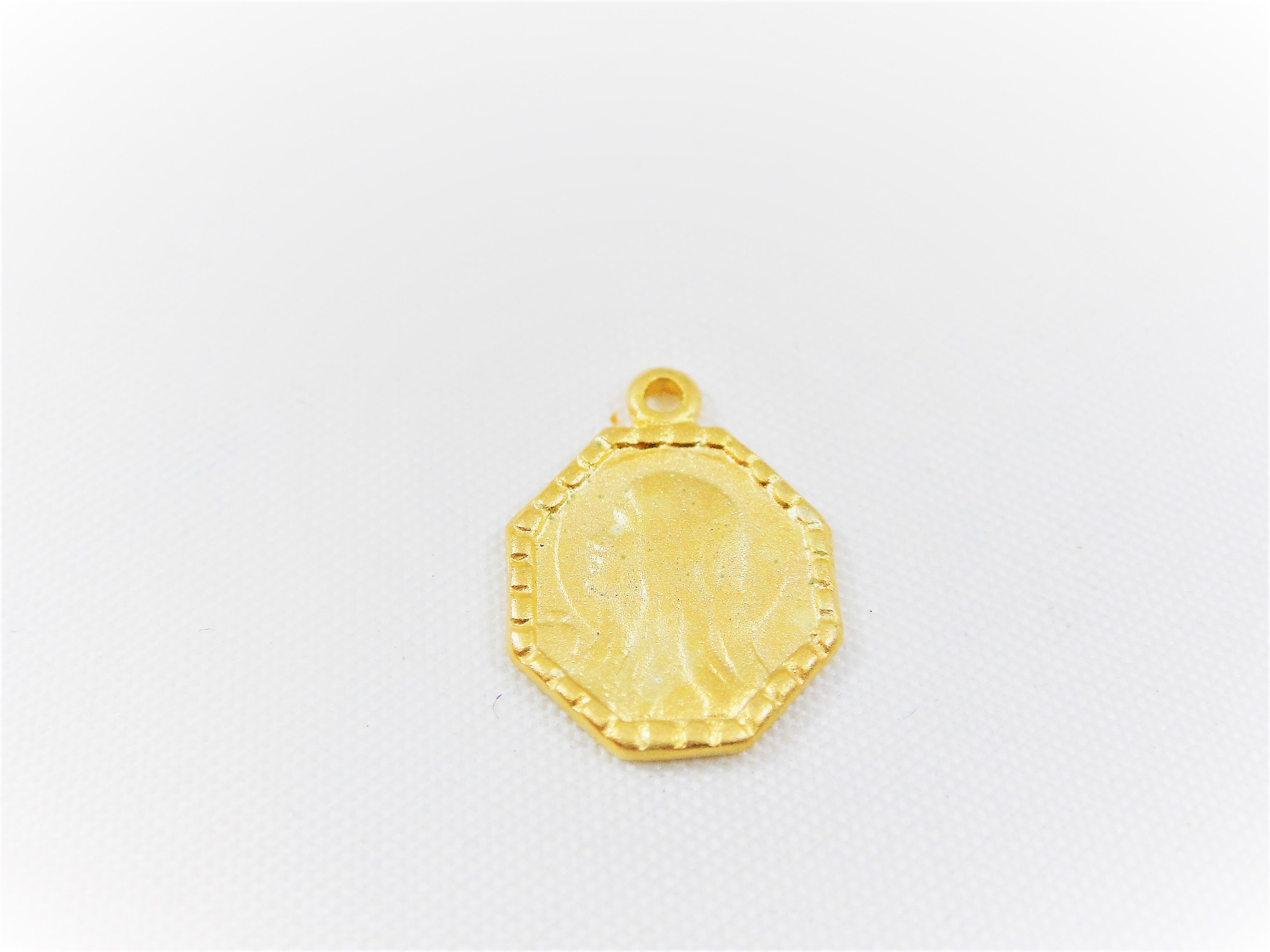 Vermeil, 18k Gold Over 925 Sterling Silver Matte Gold Virgin Mary Charm ...