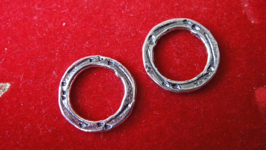 2 Pc. 925 Sterling Silver Oxidized Circle Ring -12mm, Circle Connector ...