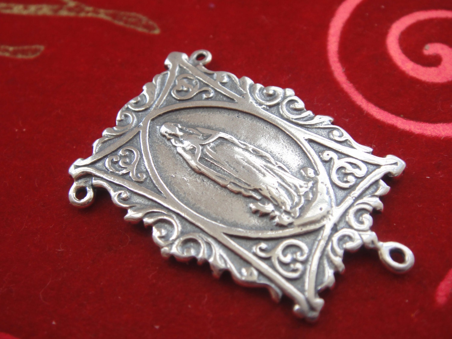 925 Sterling Silver Virgin Mary Connector, Silver Rosary, Silver Virgin ...