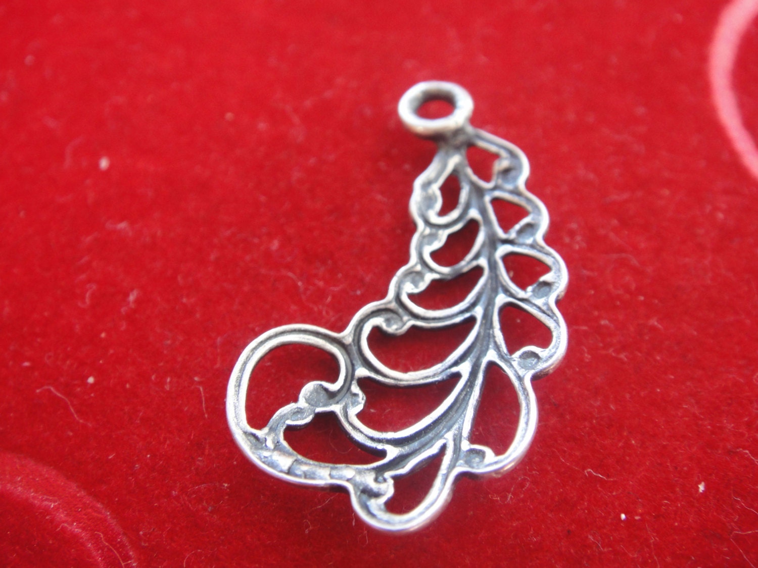 925 Sterling Silver Leaf Charm, Silver Feather, Feather, Leaf, Silver ...