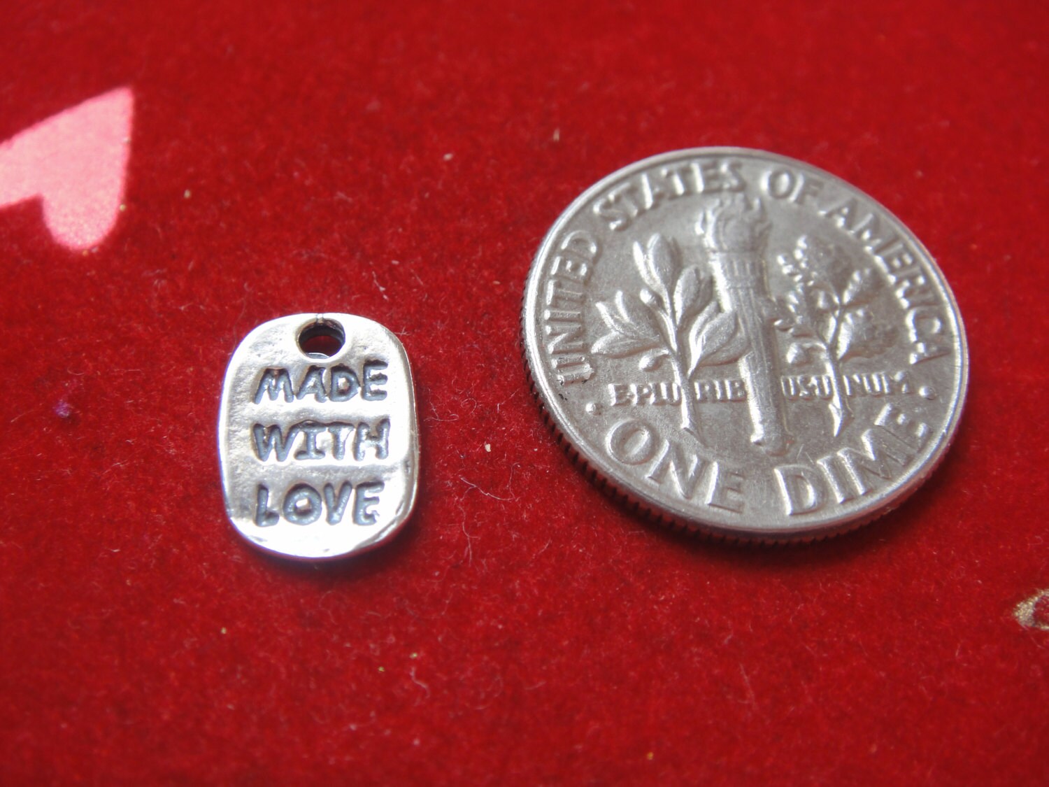 2 PC. Sterling Silver "made With Love" Charm, Small Made With Love ...