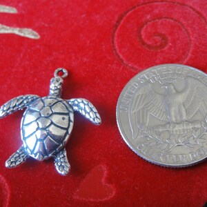 925 Sterling Silver Oxidized Turtle Charm, Pendant, Silver Turtle ...