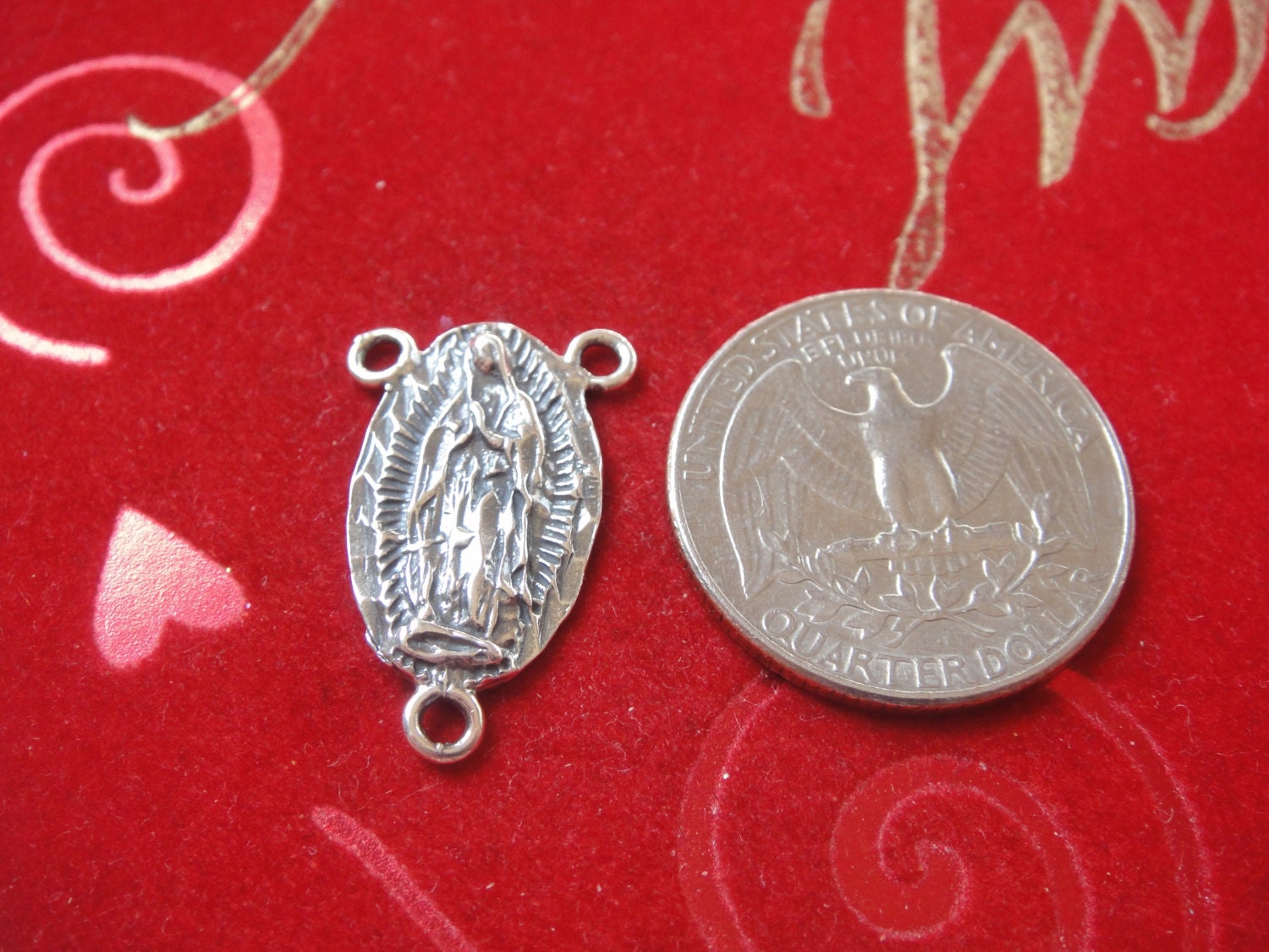 925 sterling silver Virgin Mary connector silver connector | Etsy