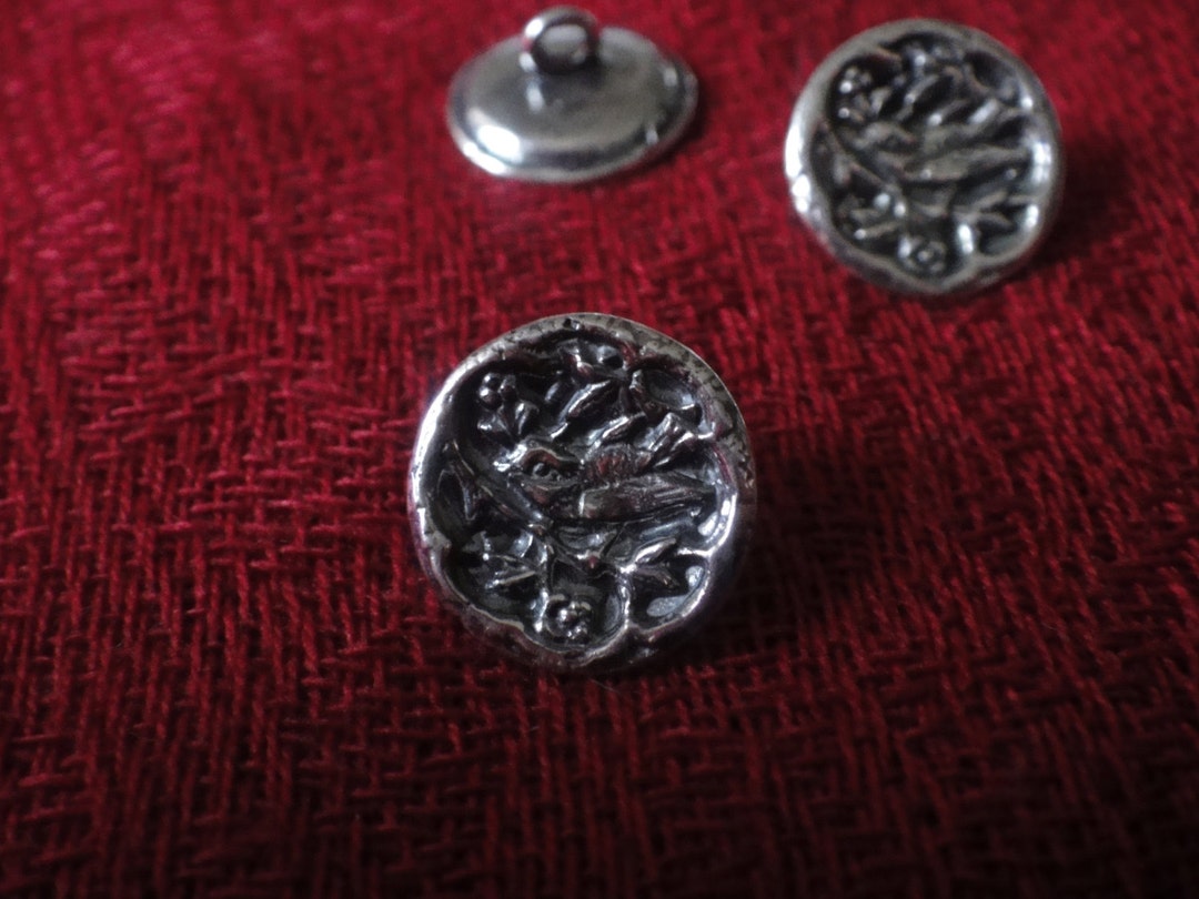 925 Sterling Silver Oxidized Button 1 Pc., Silver Bird Button, Button ...