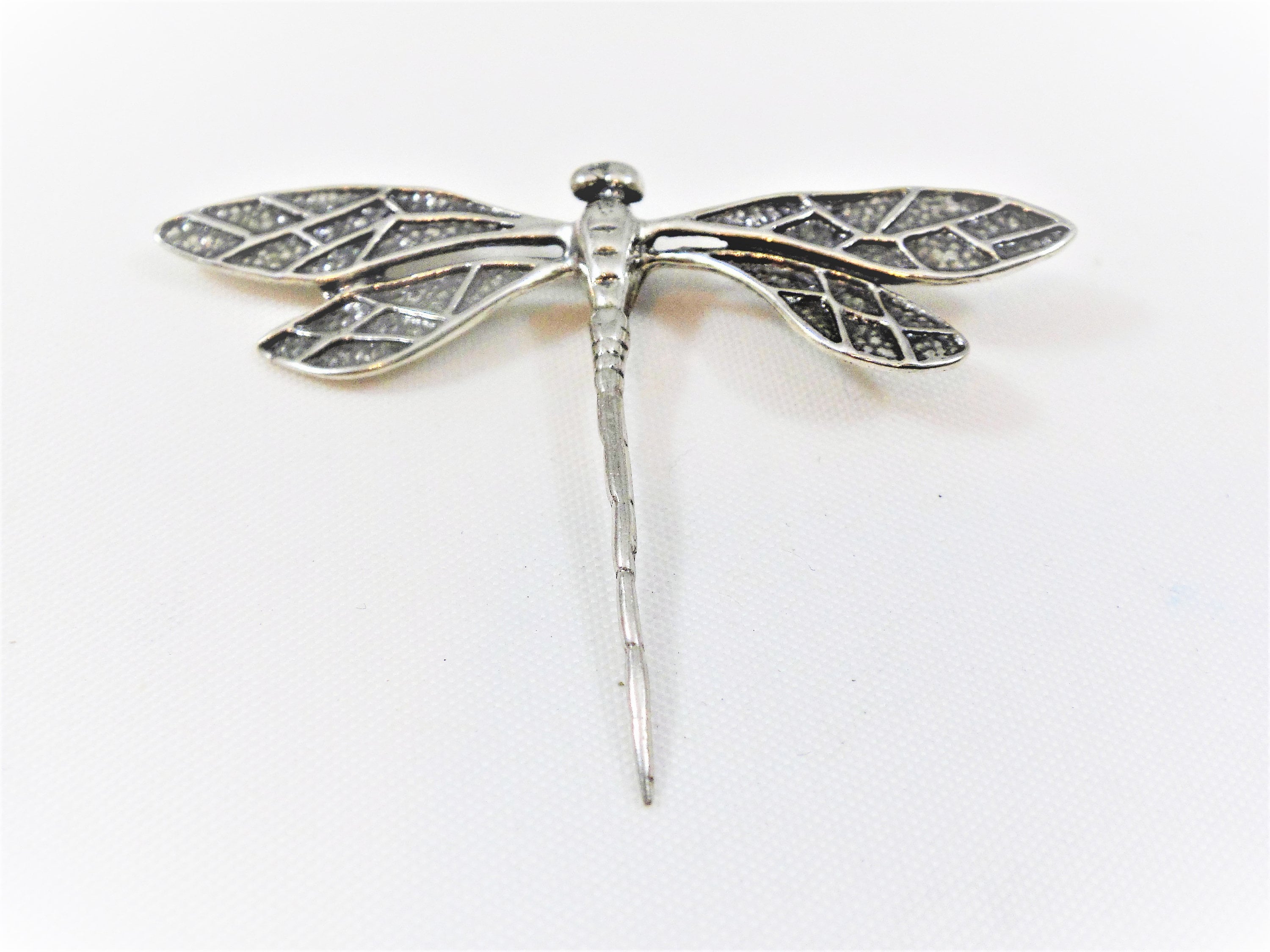 925 Sterling Silver Large Dragonfly Insect Silver Oxidized | Etsy