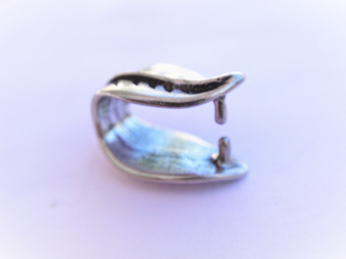 925 Sterling Silver Oxidized Leaf Bail Silver Pinch Leaf - Etsy