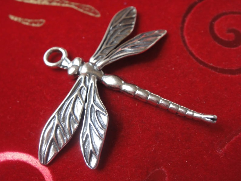925 sterling silver oxidized large dragonfly silver | Etsy