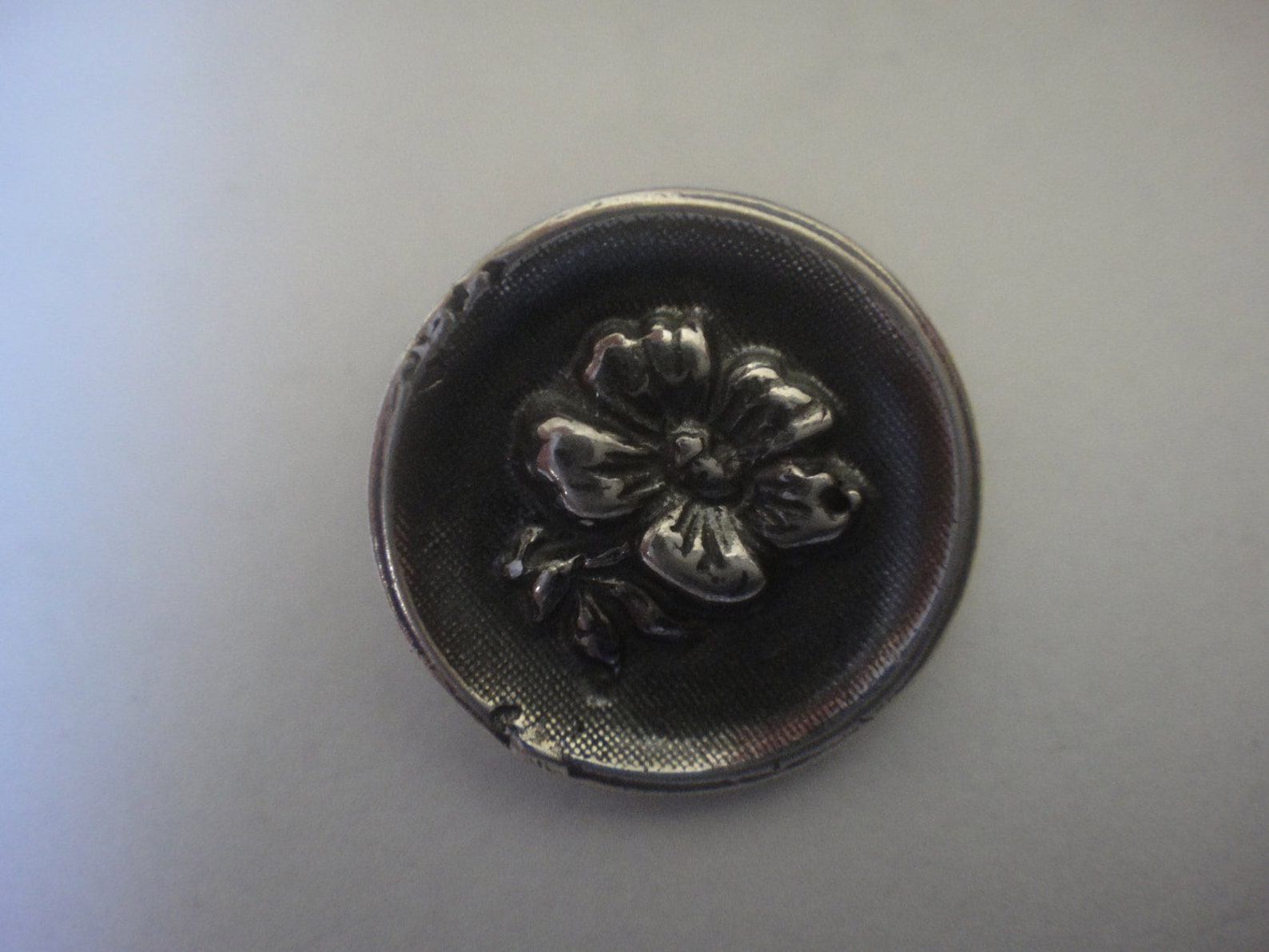 925 Oxidized Sterling Silver Button With Flower 1 Pc. - Etsy