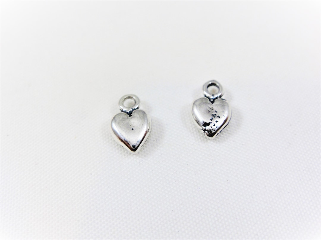 2pc 925 Sterling Silver Heart Charms, Small Silver Hearts, Silver Heart ...