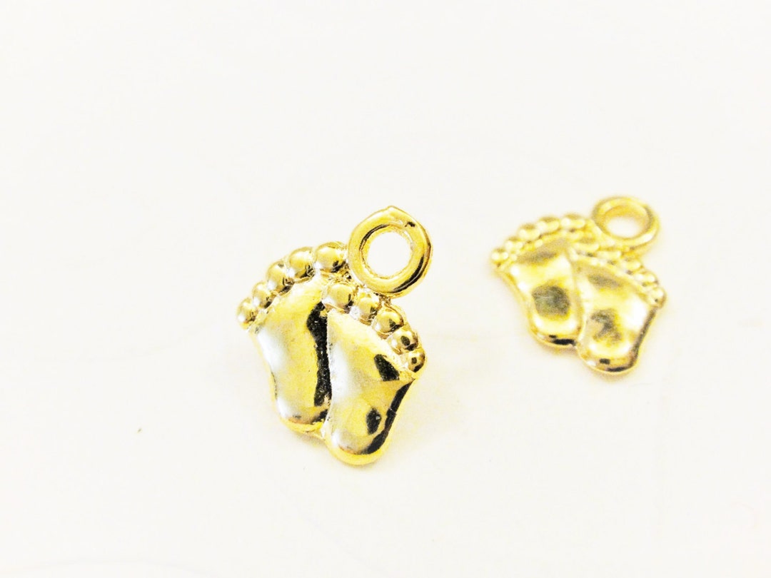 2 Pc Vermeil, 18k Gold Over 925 Sterling Silver Baby Foot Print Charms ...