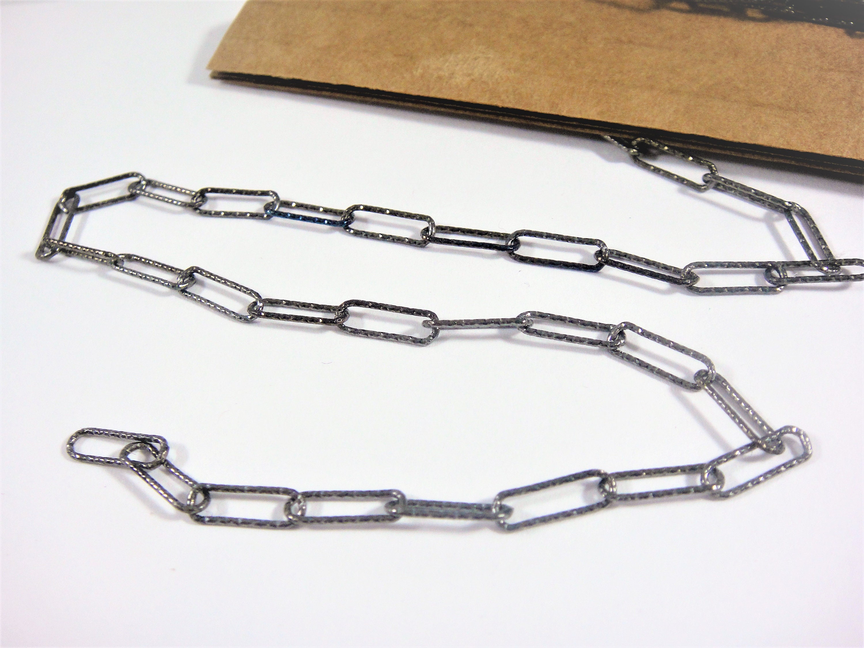 Sterling Silver Dia. Cut Drawn Cable Chain Gunmetal 10.5 x | Etsy