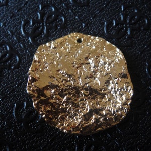 18k Gold Plated Sterling Silver Disc, Vermeil Disc, Shiny Gold Hammered ...