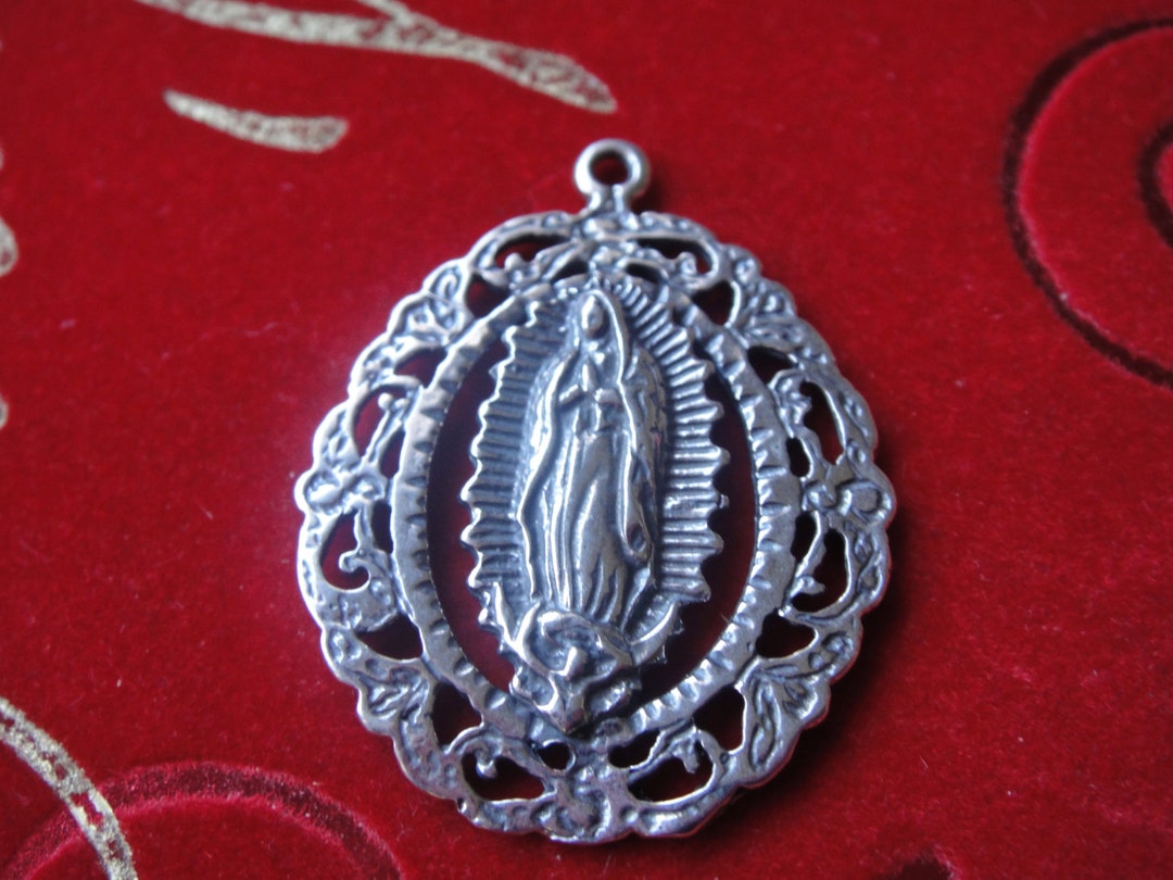 925 Sterling Silver Large Virgin Mary Pendant, Silver Virgin Mary ...