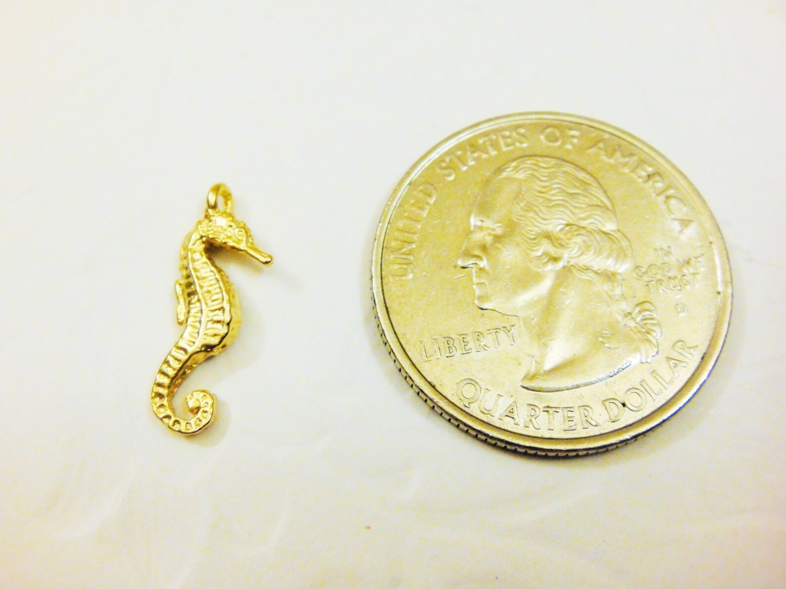 18k Gold Plated 925 Sterling Silver Seahorse Charm, Vermeil Seahorse ...