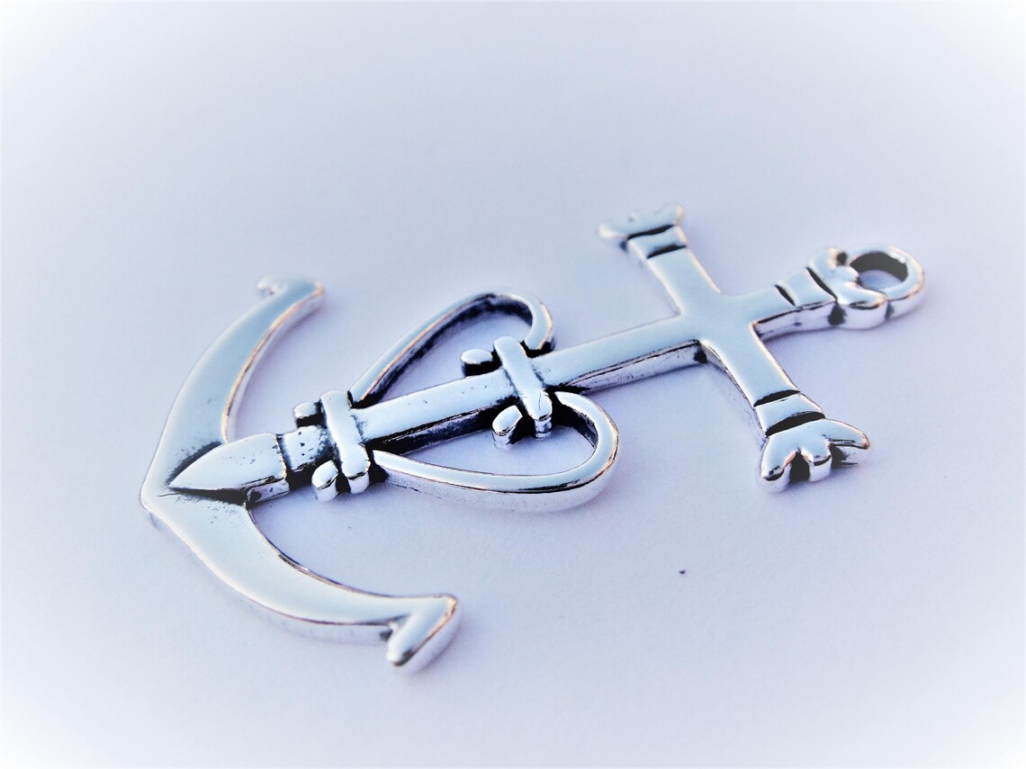 925 Sterling Silver Anchor Charm, Silver Large Anchor, Sterling Silver ...