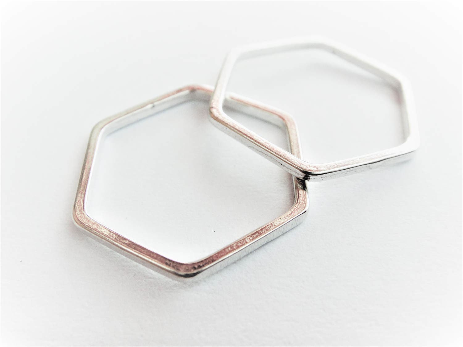 2pc 925 Sterling Silver Hexagon Connector Silver Hexagon | Etsy