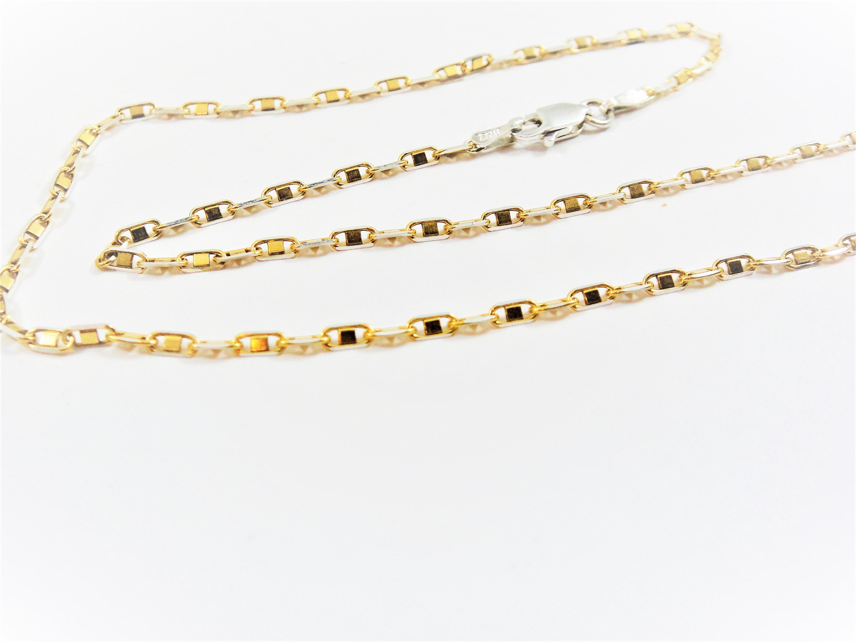 Gold Plated over Silver Chain 2 Tone Gold/Silver2.1x4.5mm 16 | Etsy