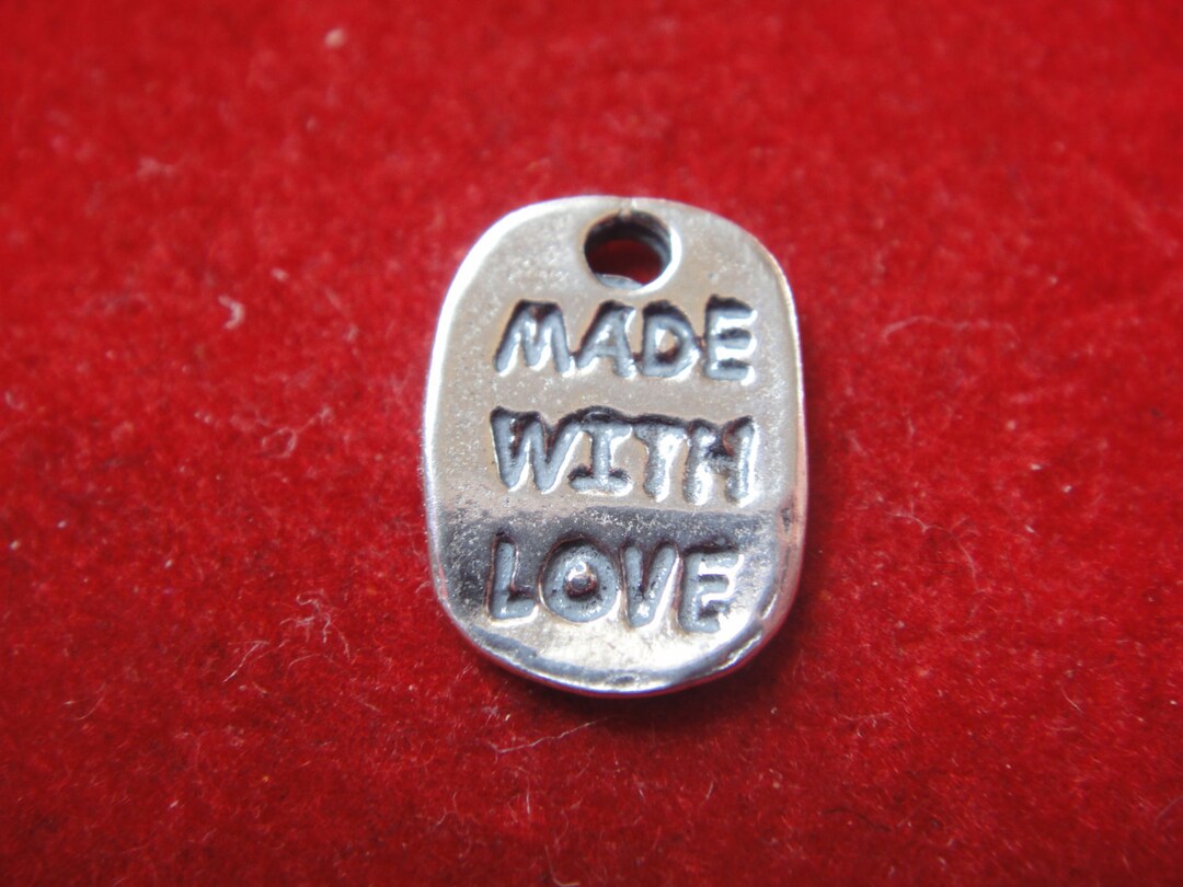 2 PC. Sterling Silver "made With Love" Charm, Small Made With Love ...