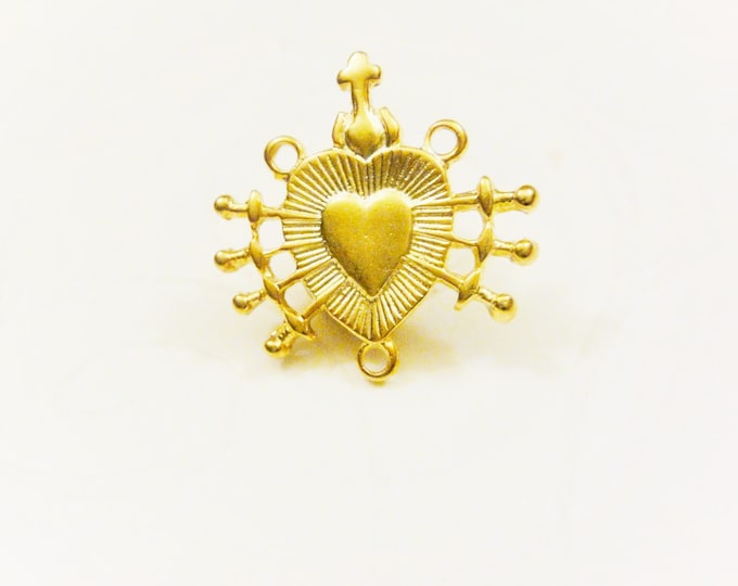 Vermeil Gold or Sterling Silver Sacred Heart Holy Sacred Religious ...