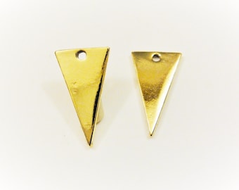 2 Sterling Silver Triangle Charm With Heavy 18K Gold Plated, 18K Gold ...