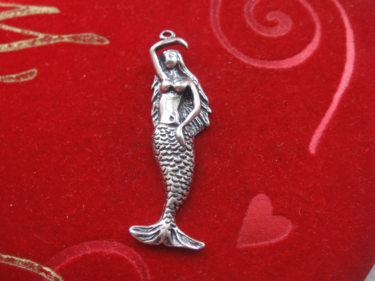 925 sterling silver oxidized mermaid charm pendantmermaid | Etsy