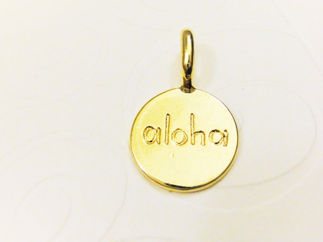 Vermeil, 18k Gold Over 925 Sterling Silver "aloha " SHINY GOLD Charm ...