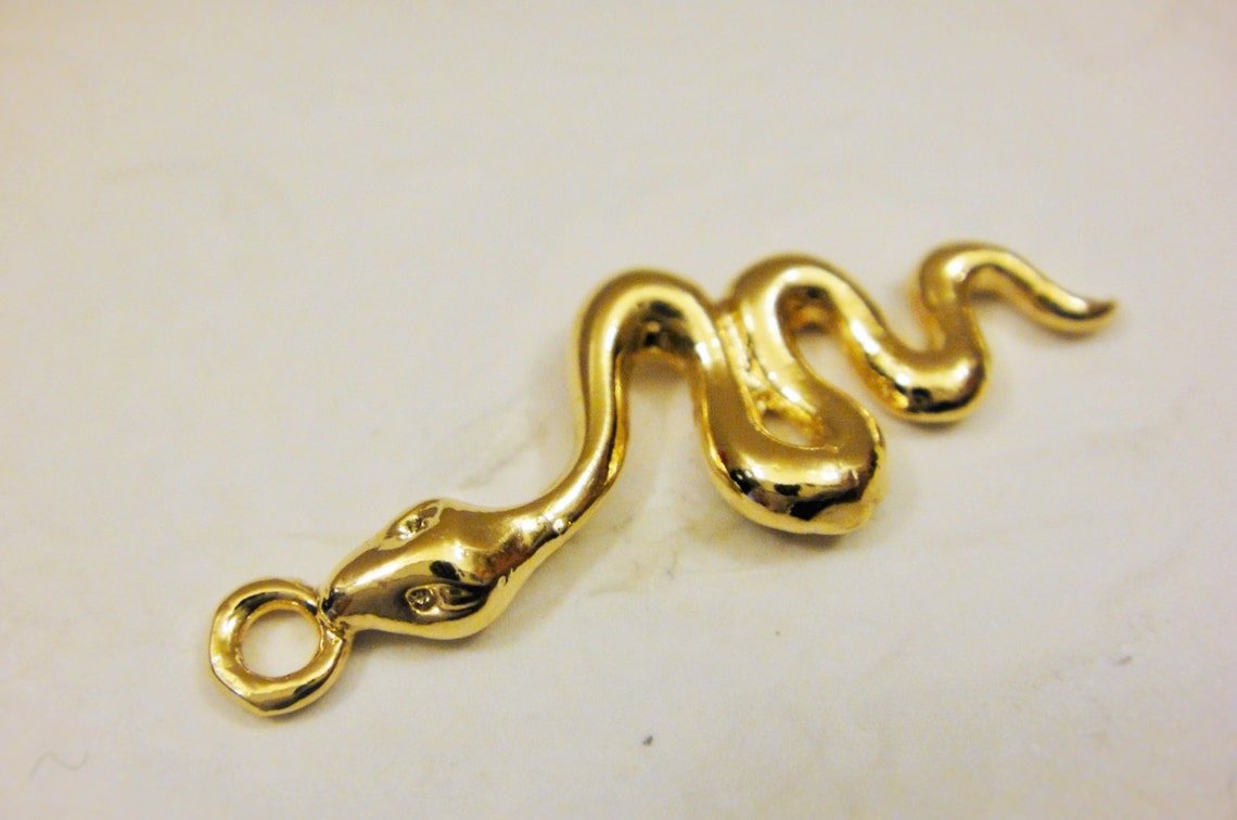Vermeil Gold Snake Charm, or Pendant, 18k Gold Plated Over Sterling ...