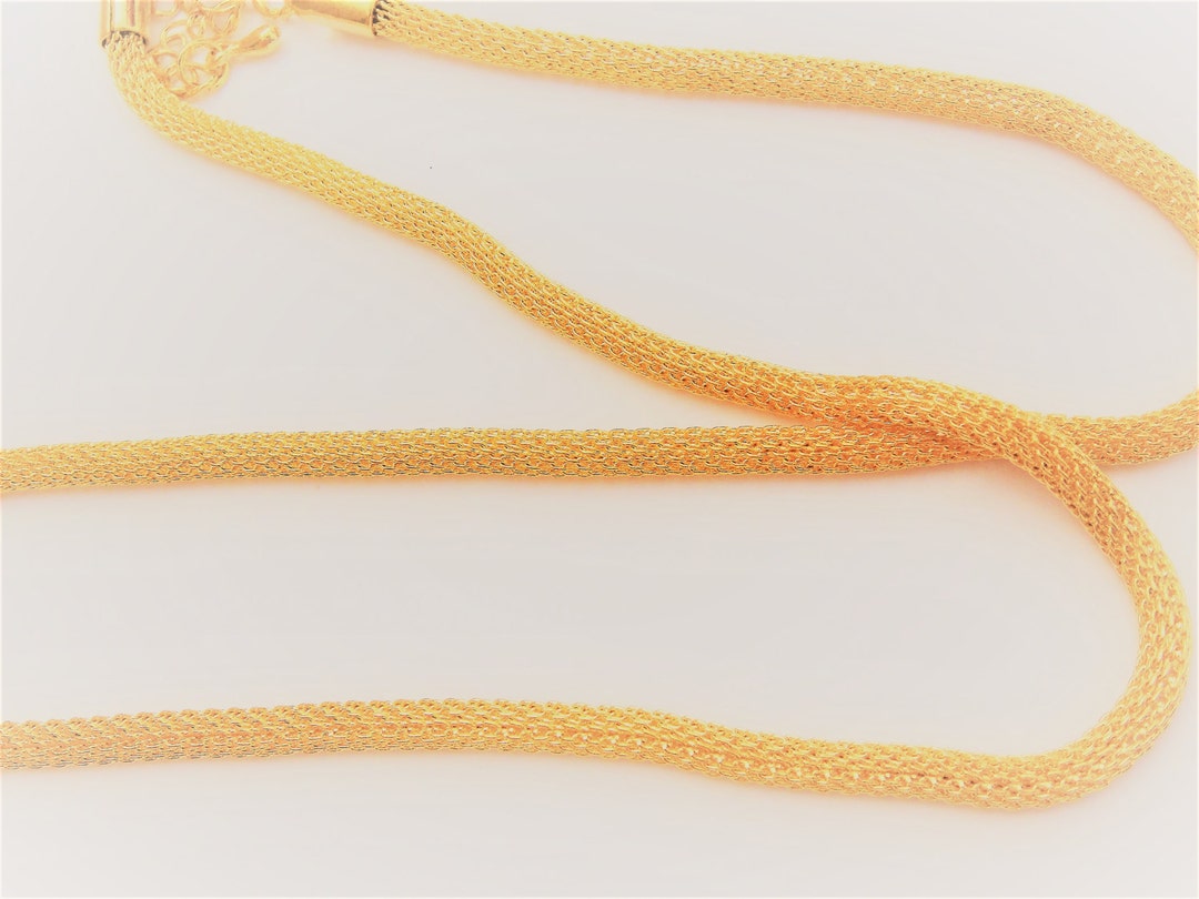 Vermeil, 18k Gold Plated Over Brass Mesh Chain 3.2mm 18 Inch, Gold ...