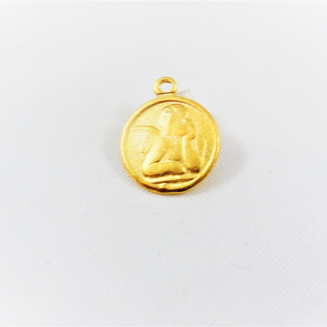 Vermeil, 18k Gold Over 925 Sterling Silver Llittle Angel, Matte Gold ...