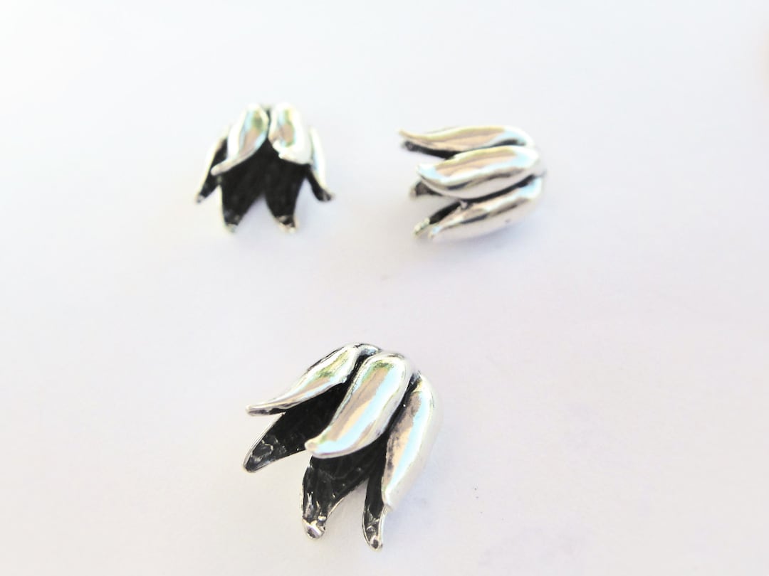 925 Sterling Silver Tulip Bead Cup, Silver Bead Cup, Silver Tulip Bead ...