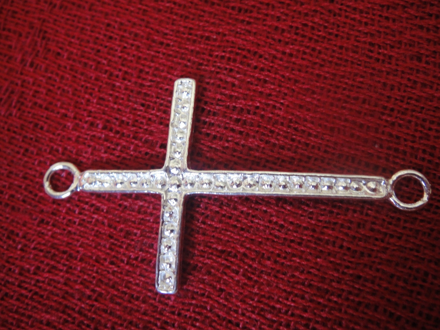 925 Sterling Silver Sideways Cross Connector Charm Sterling | Etsy