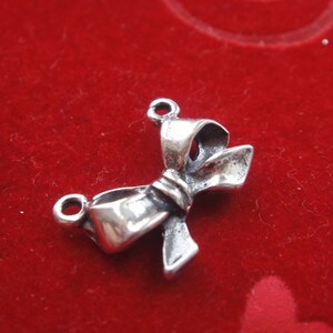 925 Sterling Silver Oxidized Bow Charm Connector Sterling Silver Bow ...