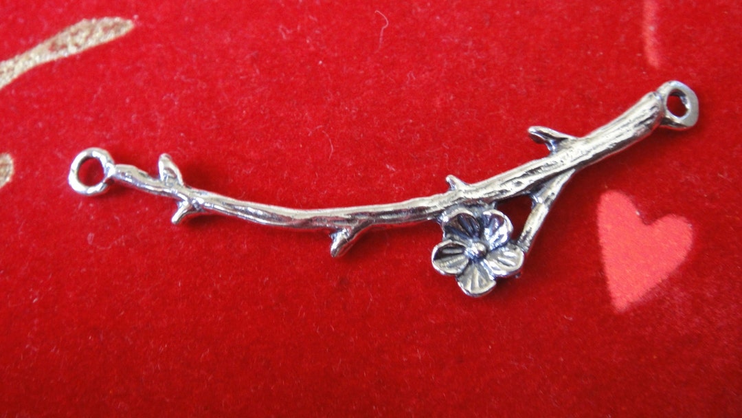 925 Sterling Silver Branch Charm Connector, Silver Branch Connector ...