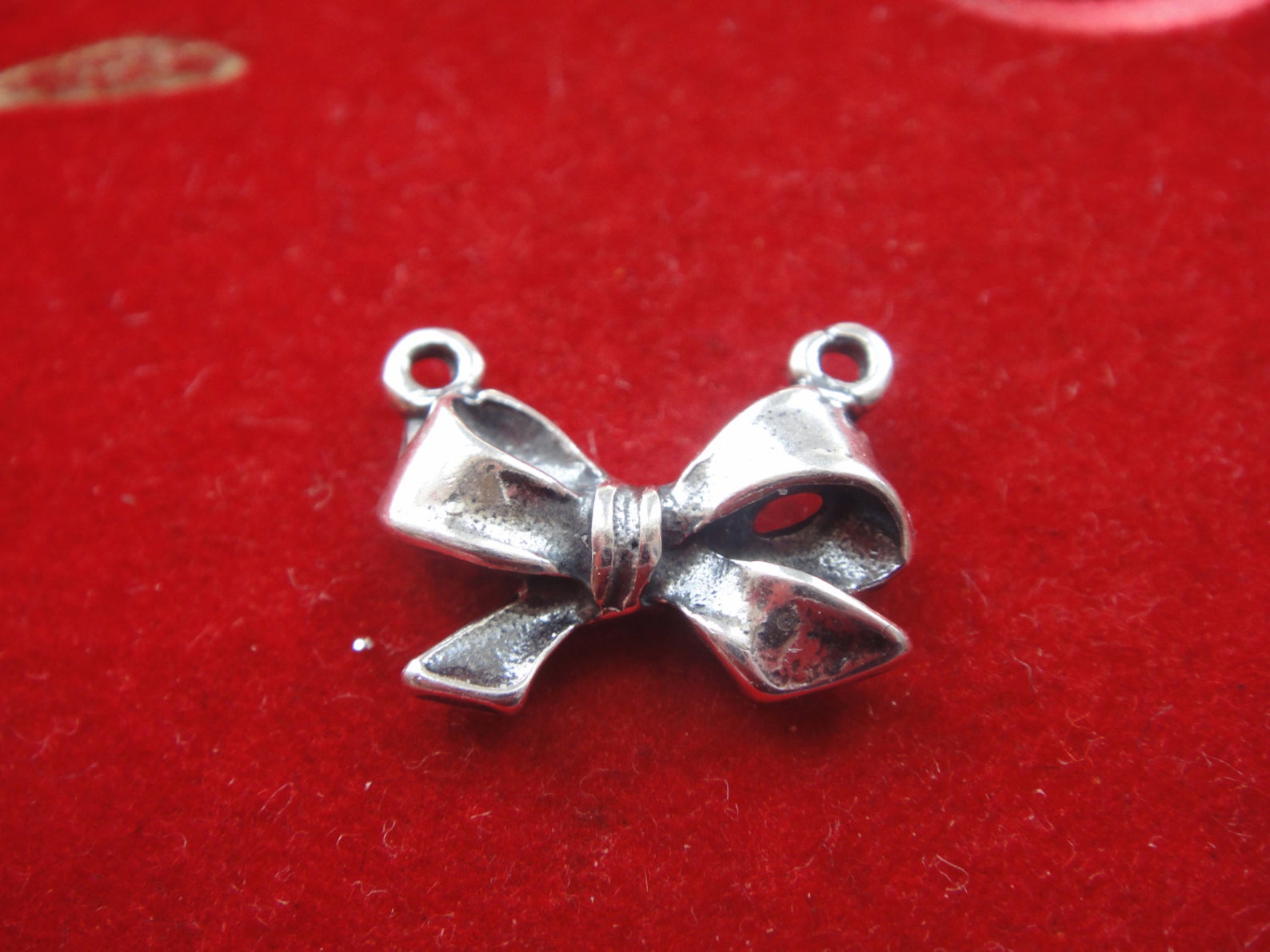 925 Sterling Silver Oxidized Bow Charm Connector Sterling Silver Bow ...