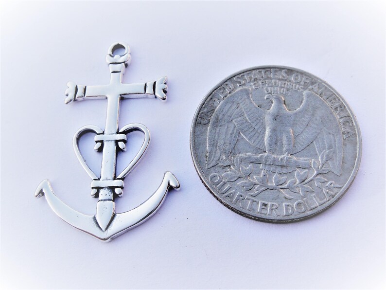925 Sterling Silver Anchor Charm, Silver Large Anchor, Sterling Silver ...