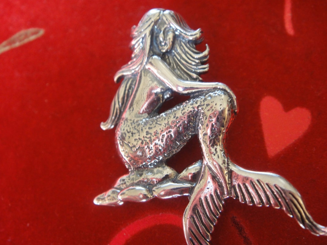 925 Sterling Silver Oxidized Large Mermaid Charm, Pendant, Large Silver ...