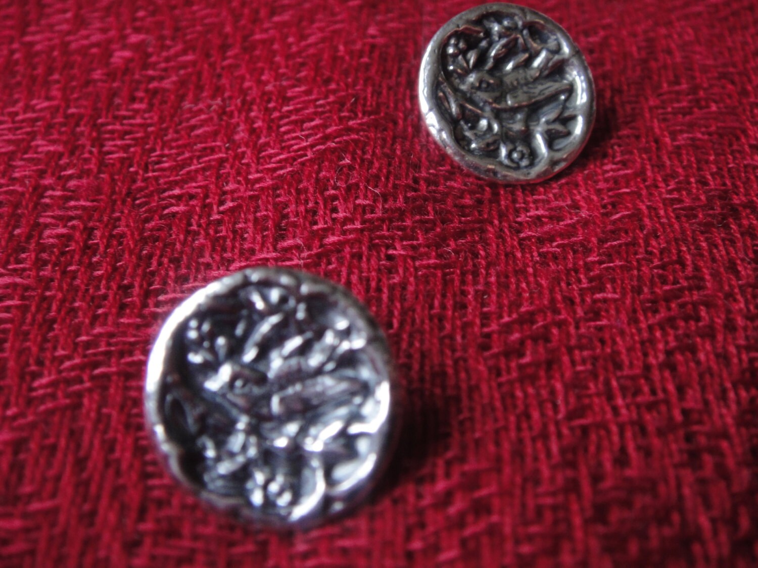 925 Sterling Silver Oxidized Button 1 Pc. Silver Bird Button | Etsy