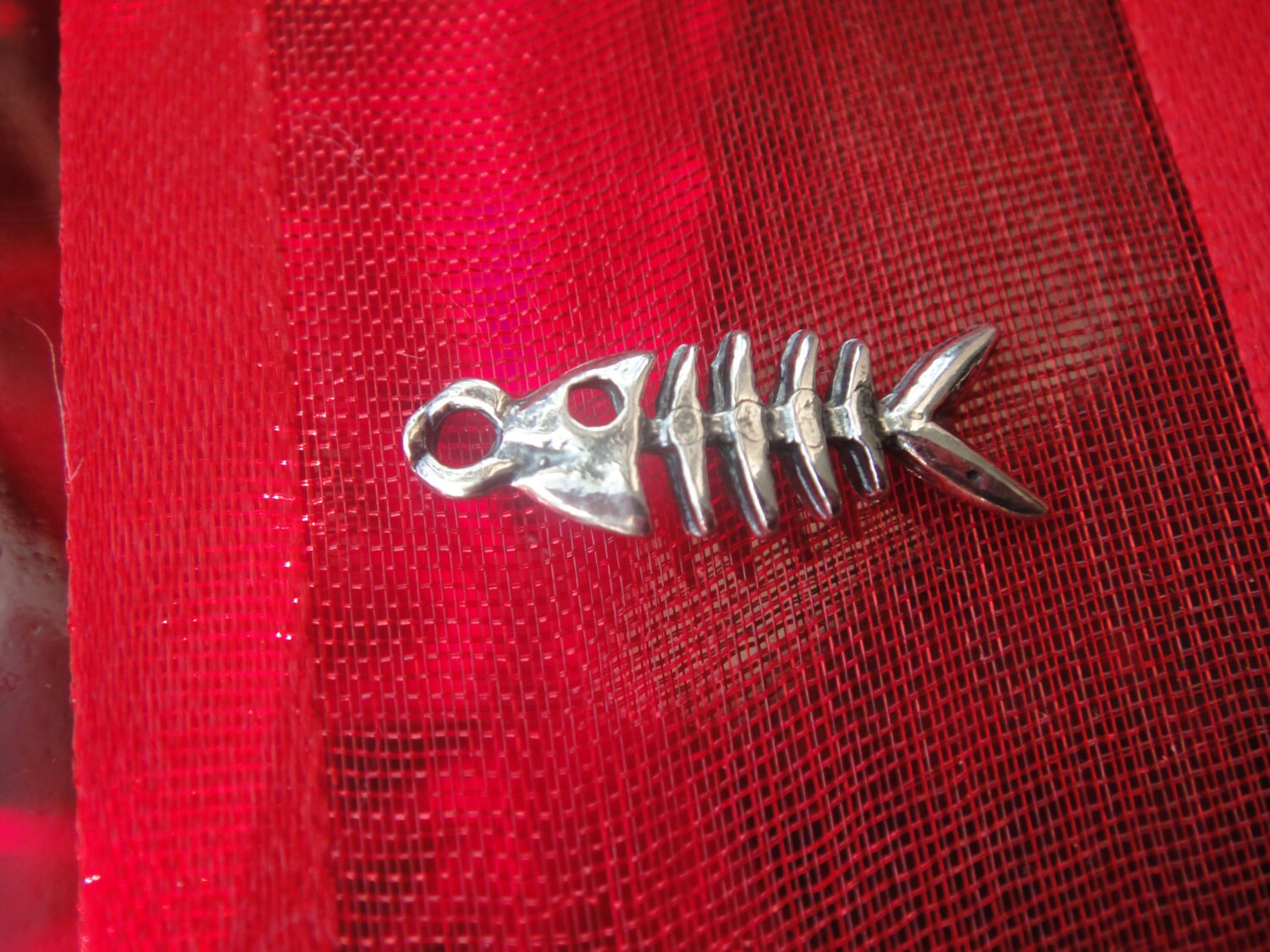 925 Sterling Silver Oxidized Fishbone, Silver Fishbone, Fishbone Charm ...