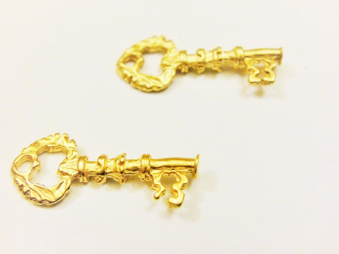 Vermeil, 18k Gold Over 925 Sterling Silver Skeleton Key Charm 1 Pc ...