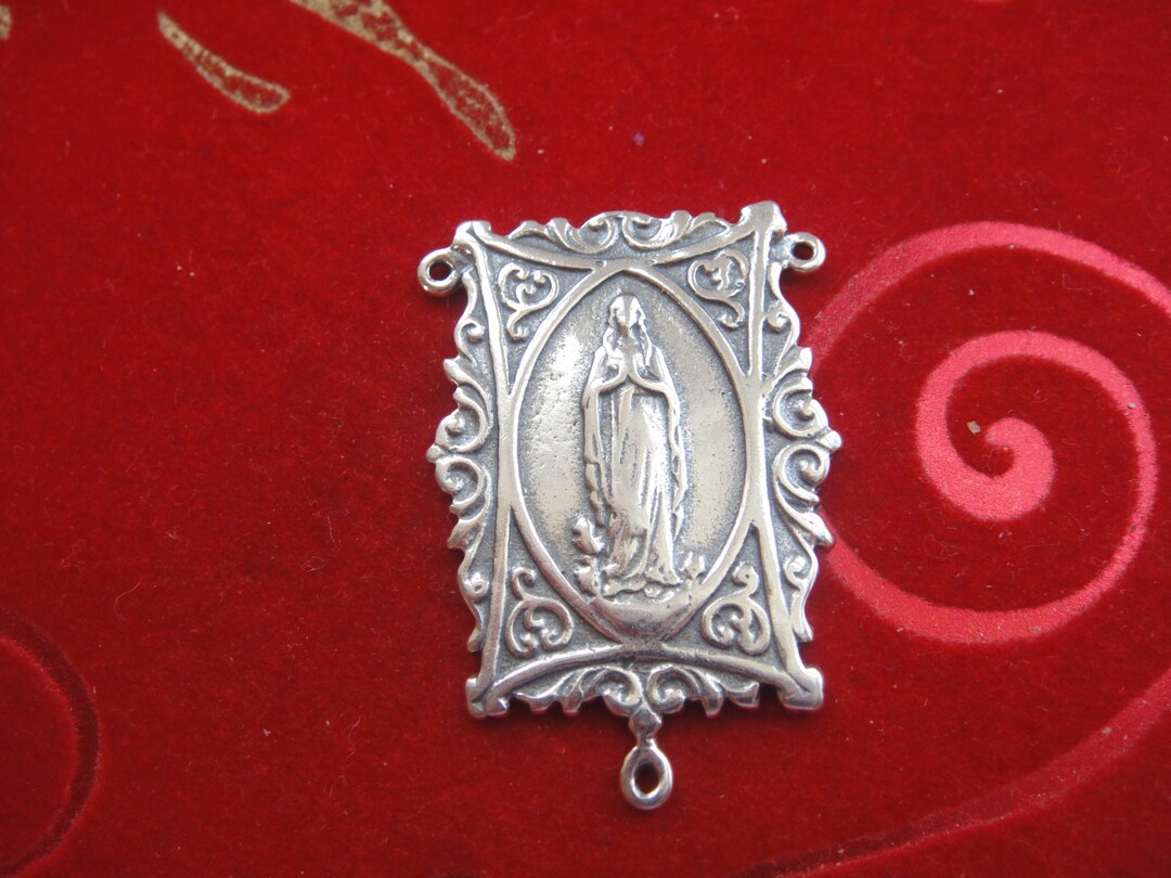 925 Sterling Silver Virgin Mary Connector, Silver Rosary, Silver Virgin ...