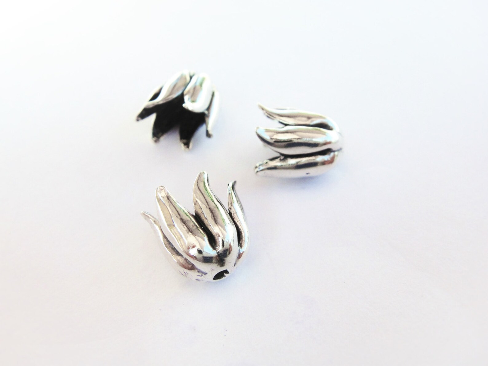 925 Sterling Silver Tulip Bead Cup, Silver Bead Cup, Silver Tulip Bead ...