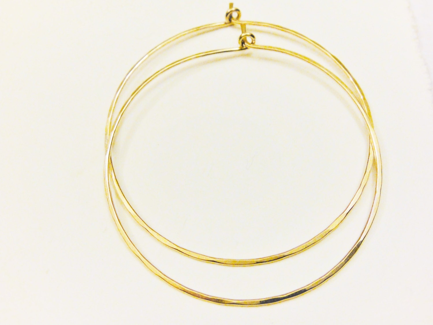 2 PC., 14K Gold Filled Hoops, Gold Filled Hammered Hoop Earrings, 50mm ...