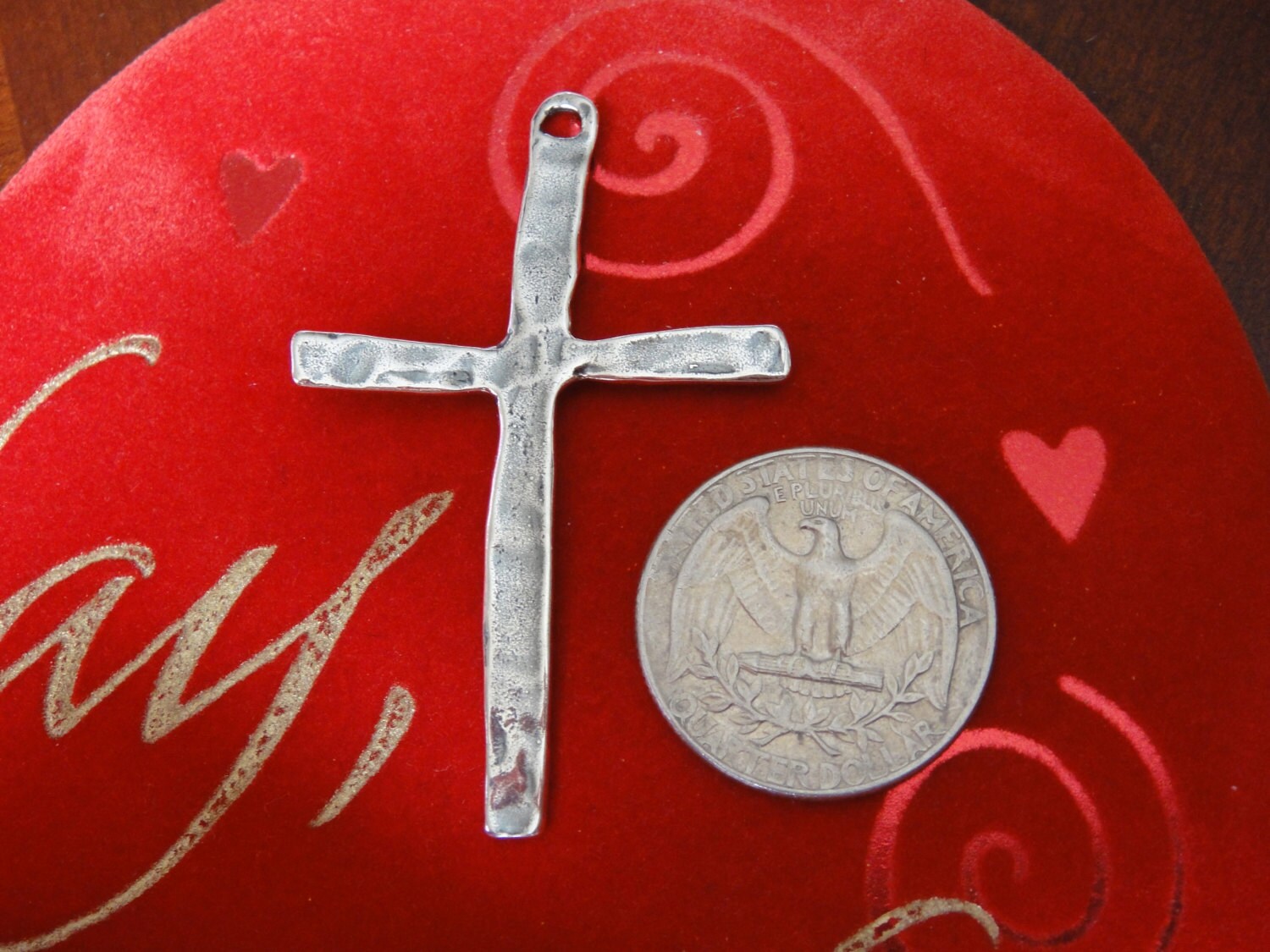 925 Sterling Silver Oxidized Hammered Large Cross, Silver Large Cross ...