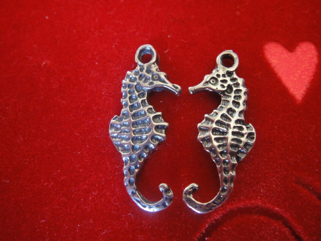925 Sterling Silver Oxidized Seahorse Charm 1 Pc., Sterling Silver Sea ...