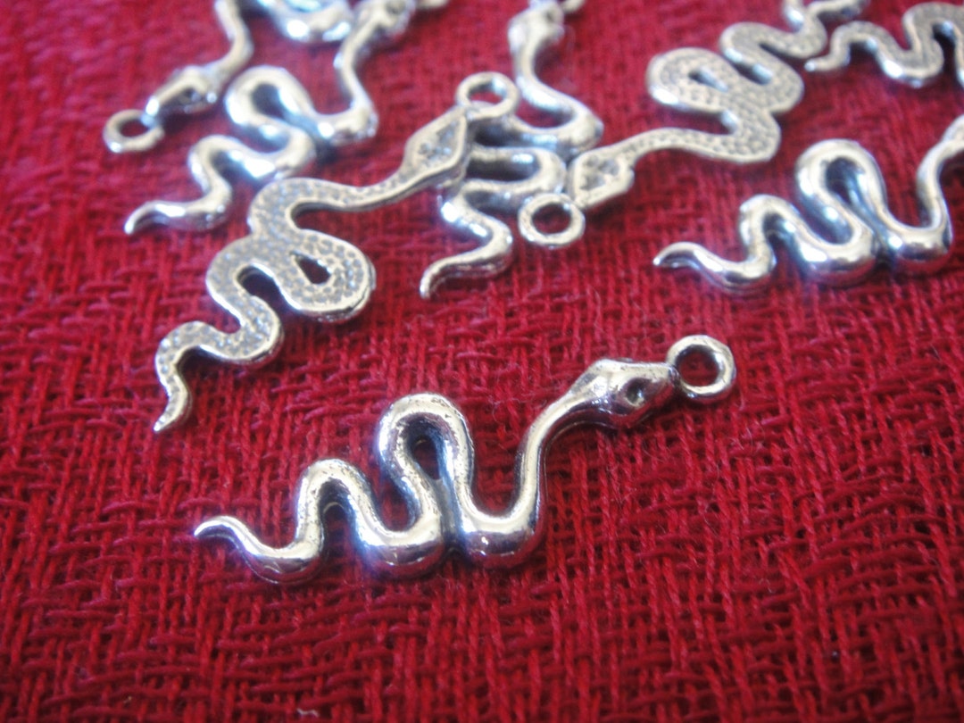 925 Sterling Silver Oxidized Snake Charm, or Pendant, 1 Pc., Sterling ...