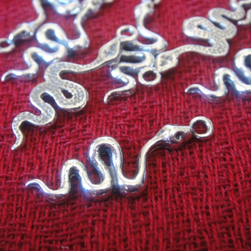 Silver Snake Charm - Etsy