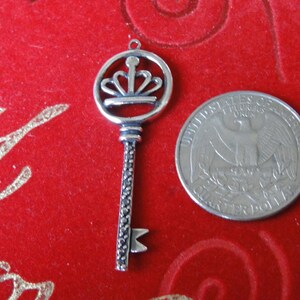 925 Sterling Silver Oxidized Crown Key Charm, Pendant, Crown Key, Crown ...