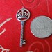 925 Sterling Silver Oxidized Crown Key Charm, Pendant, Crown Key, Crown ...
