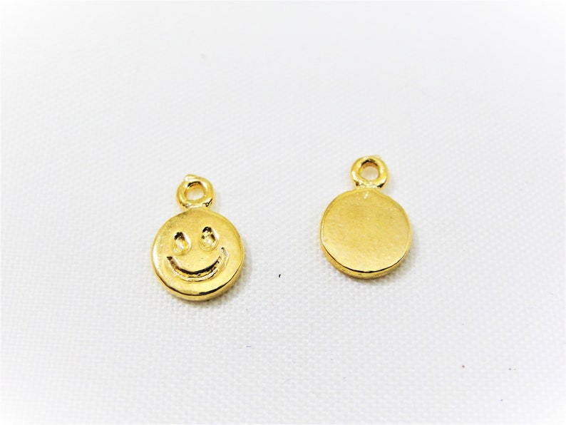 2pc, Vermeil, 18k Gold Over 925 Sterling Silver Smiling Face Charms ...